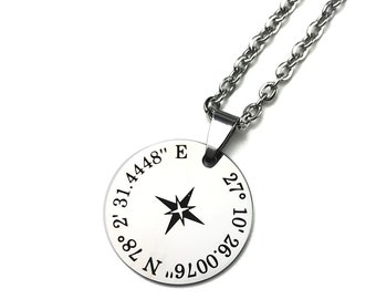 Engraved Coordinates Necklace - Etsy