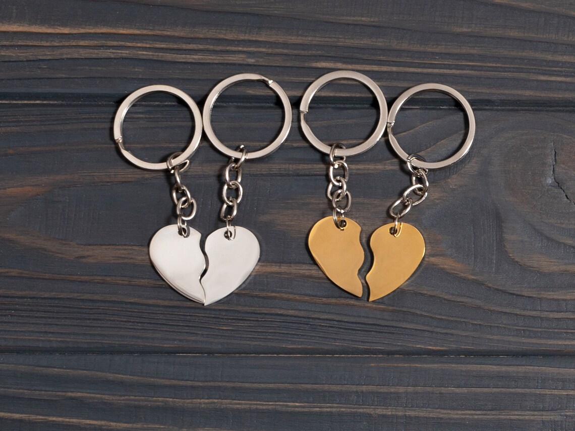 Heart Keychain for Couples Custom Couples Keychain Broken | Etsy