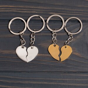 Heart Keychain for Couples, Custom Couples Keychain Broken Heart ...