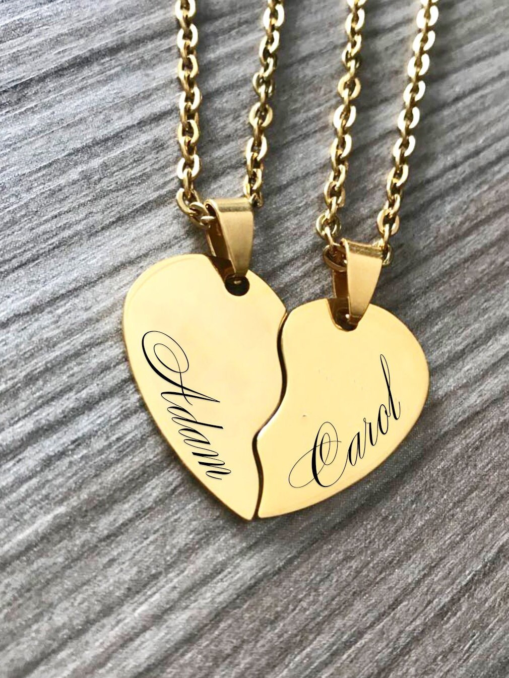 Heart Necklace for Couples Custom Couples Necklace Broken - Etsy