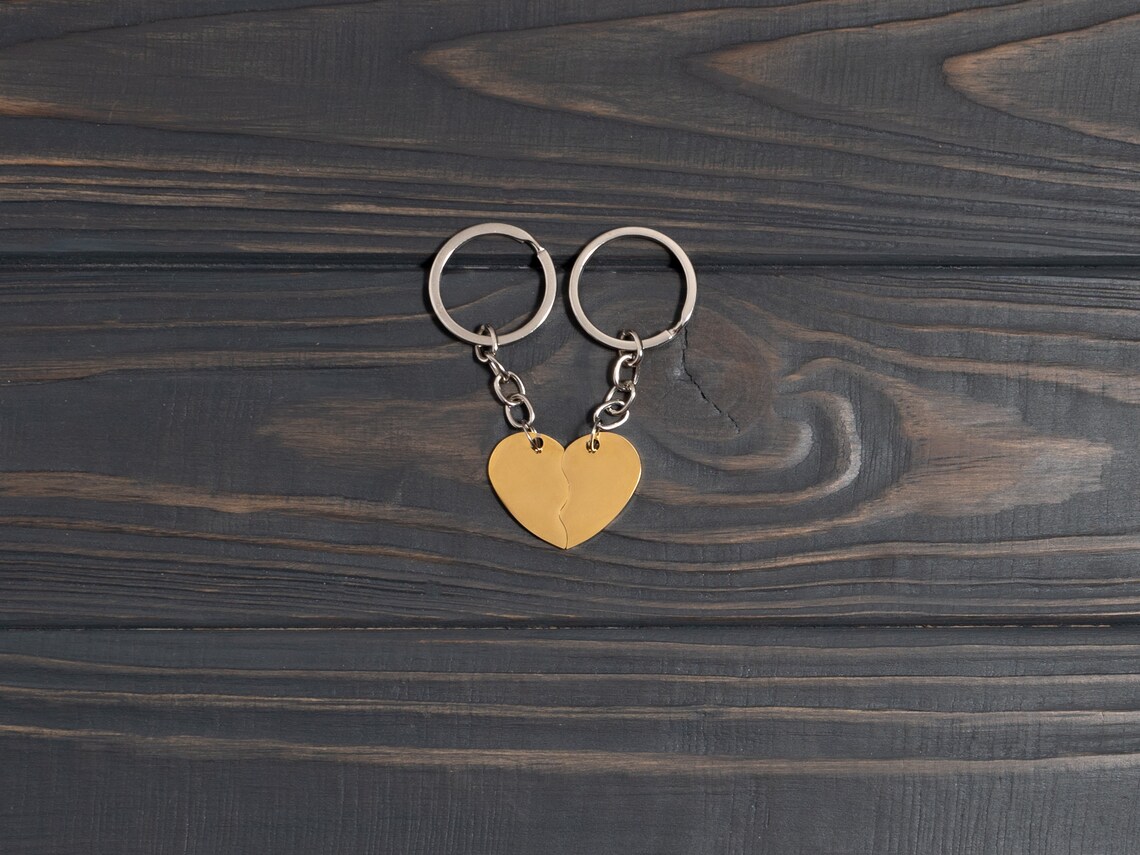 Heart Keychain for Couples Custom Couples Keychain Broken - Etsy