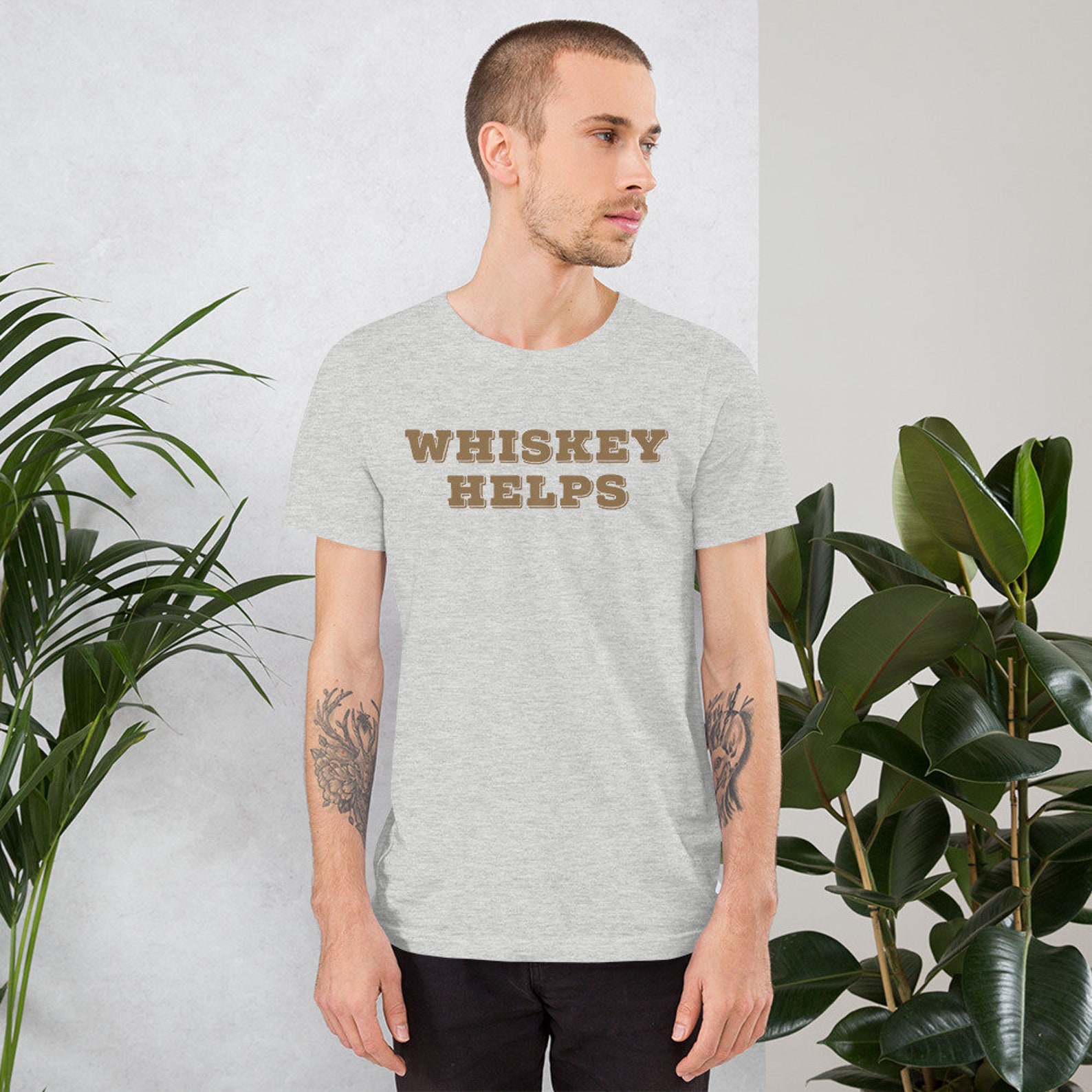 Whiskey Helps T-shirt Unisex Funny Bourbon T Shirt Barrel With Bottle ...