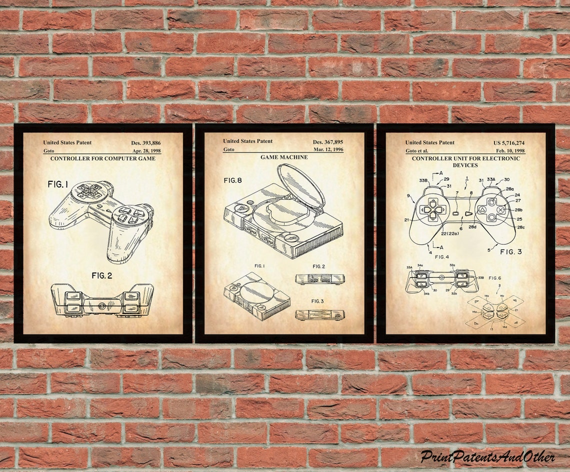 Playstation 1 Patent Prints PS1 Console Blueprint Sony Video | Etsy
