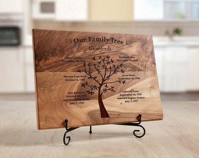 Engraved Family Tree Cutting Board, Family Gift, Grandparent Gift ...