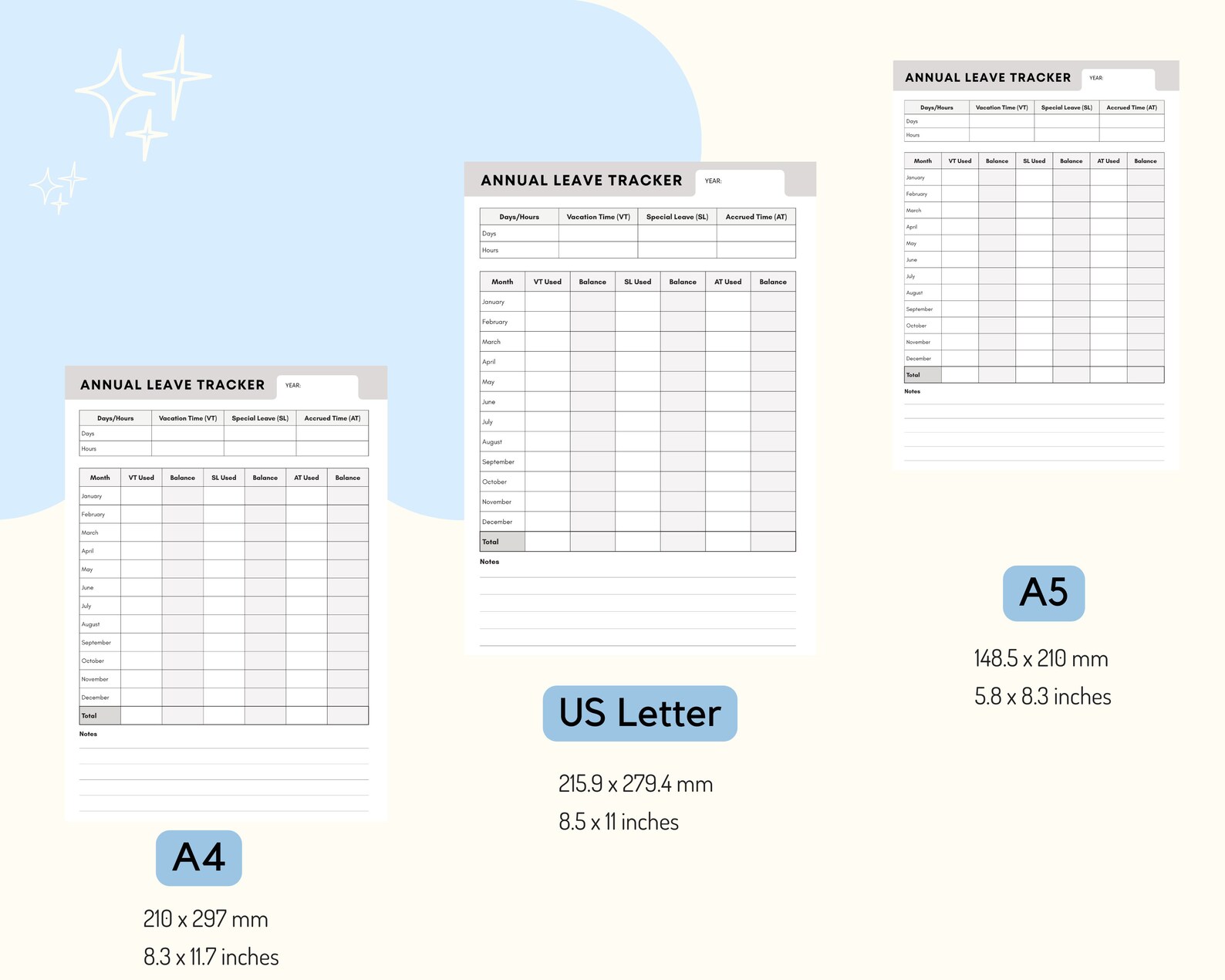 Annual Leave Tracker, Vacation Time Tracker, Paid Time off Log ...