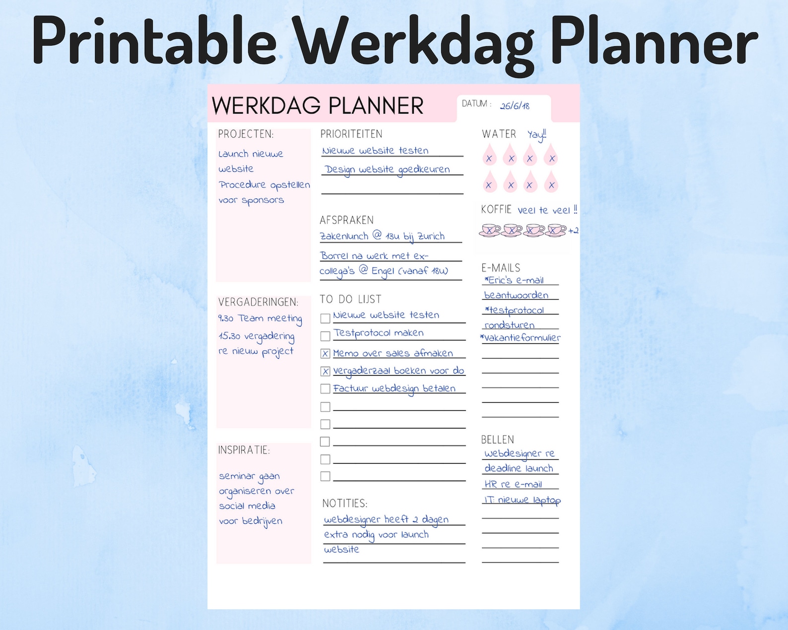 Werkdag Planner Werk Agenda Werk Schema Digitale Planner | Etsy