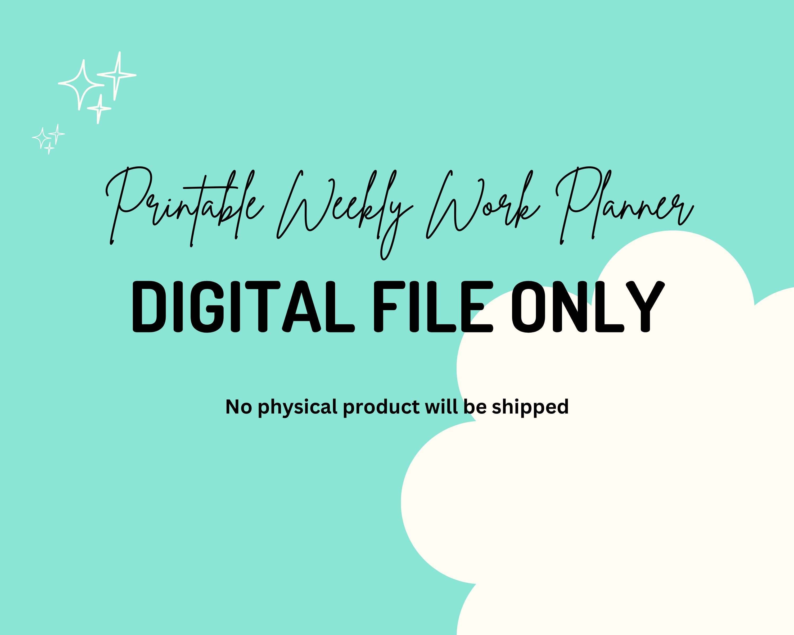 Weekly Work Planner| Weekly Planner| Work Organizer| Work Calendar ...