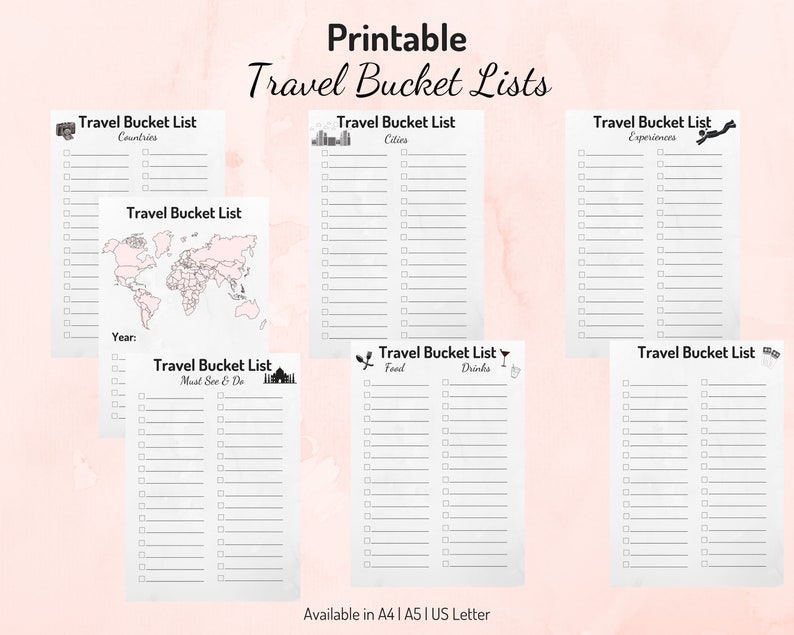 Travel Bucket Lists | Printable Travel Planners | Travel Journal ...