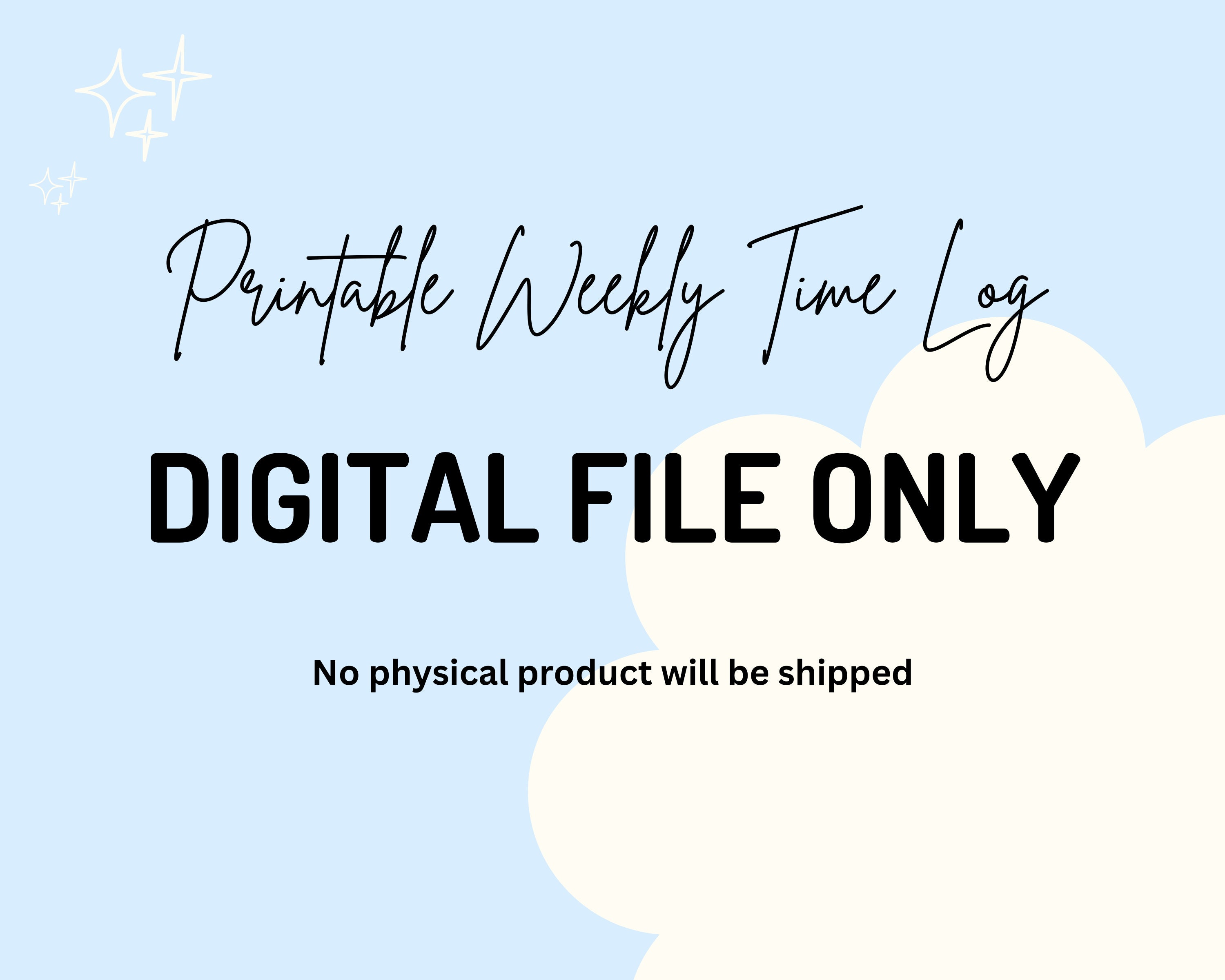 Weekly Time Log| Printable Time Sheets for Employees | Work Hours ...