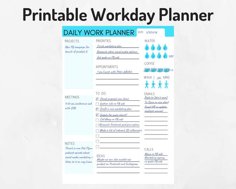 Workday and Workweek Planner Bundle Daily Planner Work Organizer ...