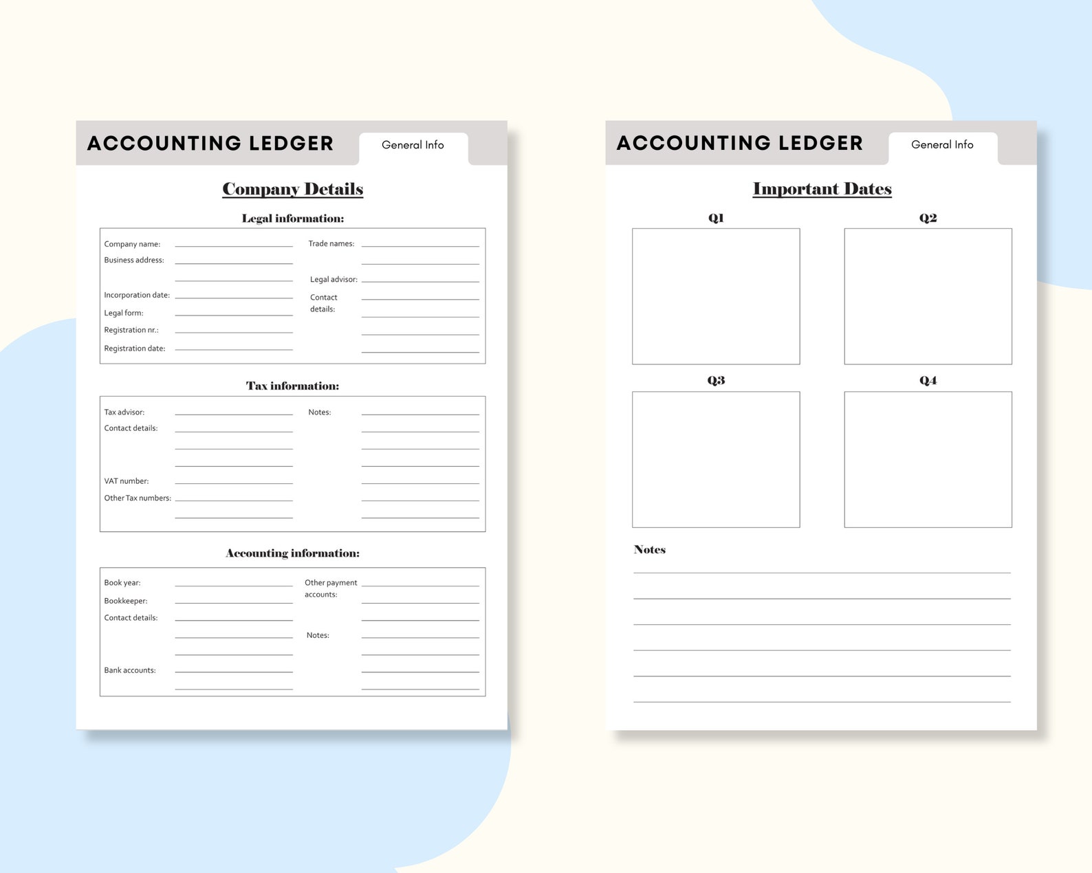 Printable Accounting Ledger Bookkeeping Journal For Small Businesses