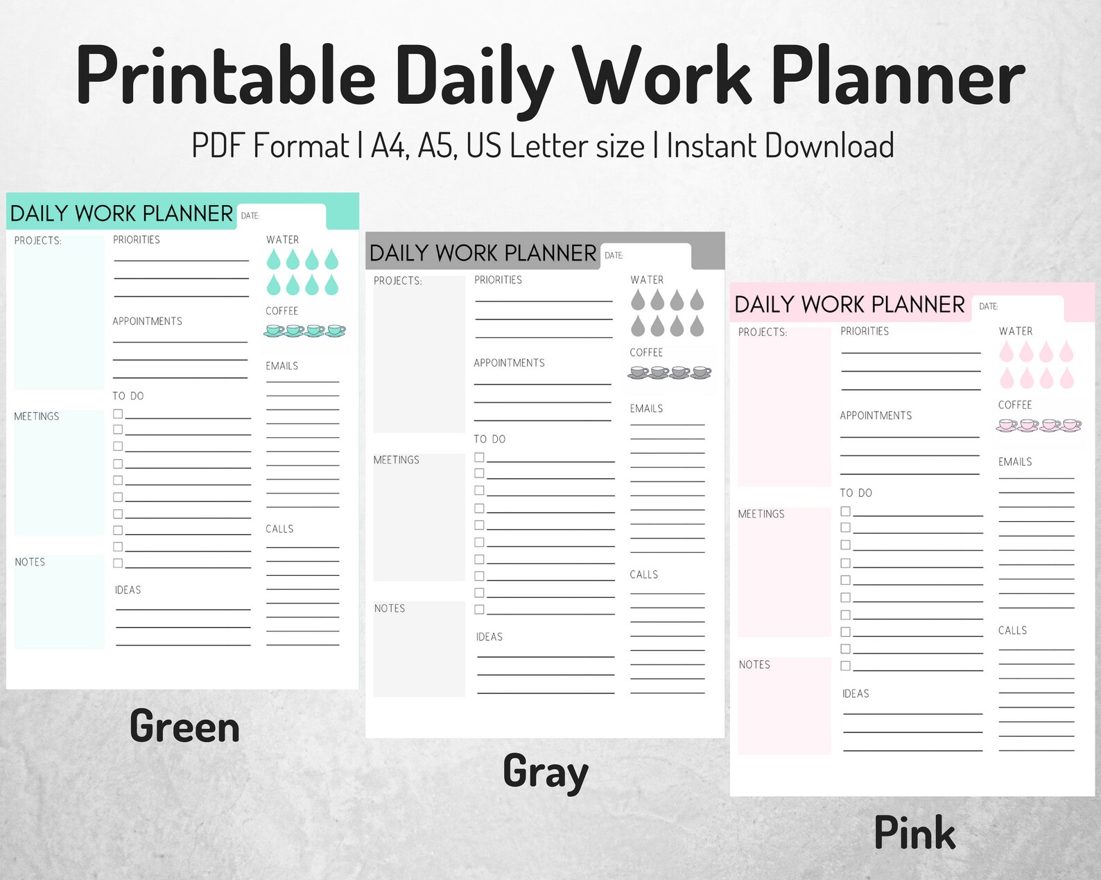 Daily Work Planner Daily Agenda Work Organizer Job Planner - Etsy