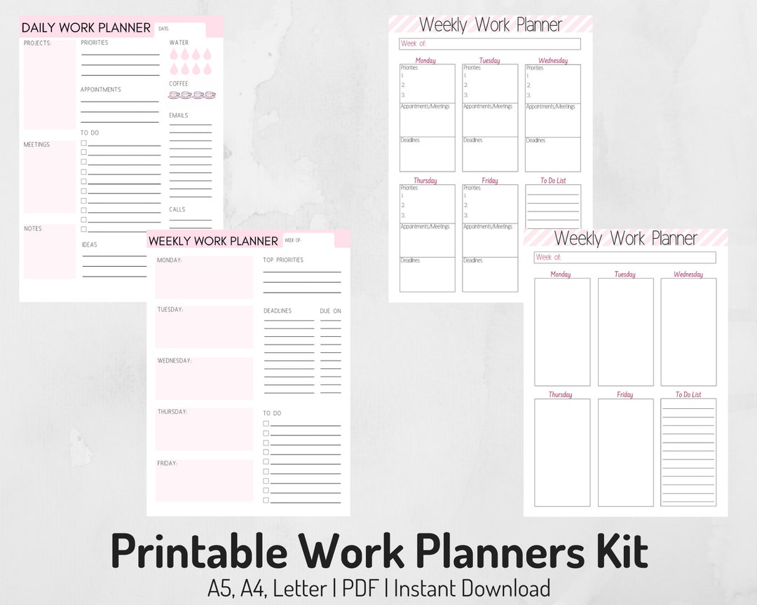 Work Planner Kit Work Schedules Work Organizers - Etsy
