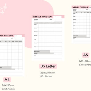 Pink Marble Weekly Time Log| Printable Time Sheets for Employees | Work ...