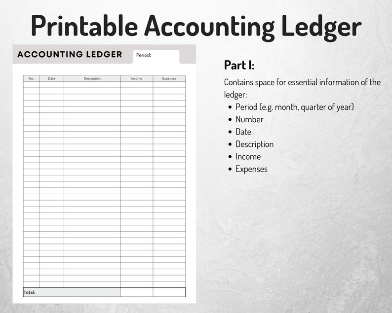 Printable Accounting Ledger Bookkeeping Journal for Small Businesses ...