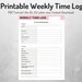 Pink Marble Weekly Time Log Printable Time Sheets for Employees Work ...