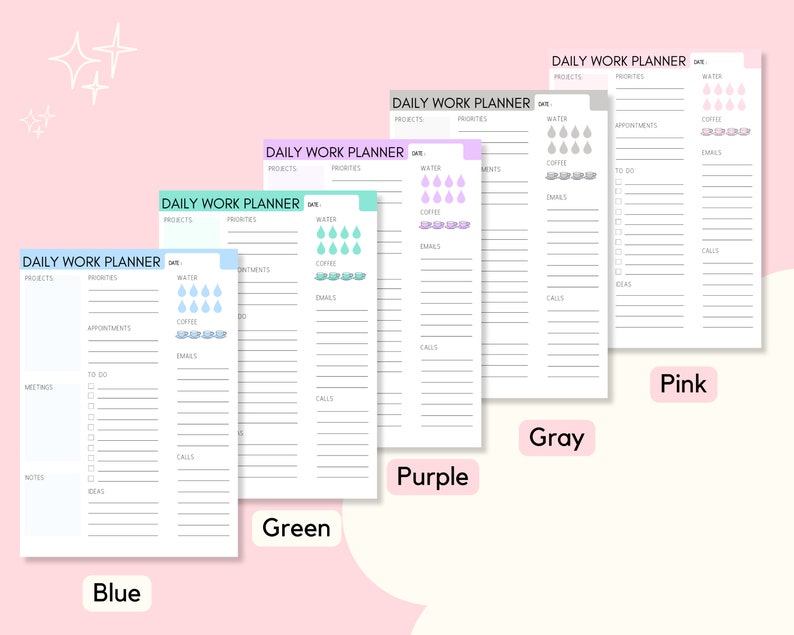 Daily Work Planner| Daily Agenda| Work Organizer| Job Planner ...