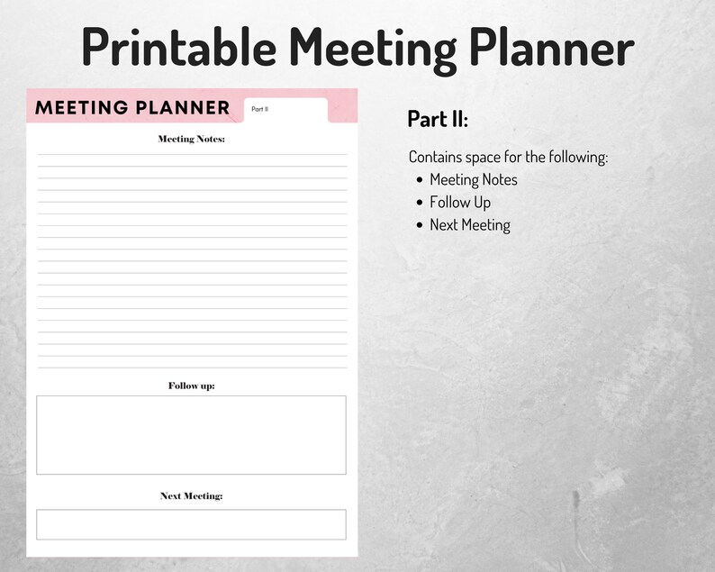 Pink Marble Meeting Planner Printable Meeting Notes - Etsy