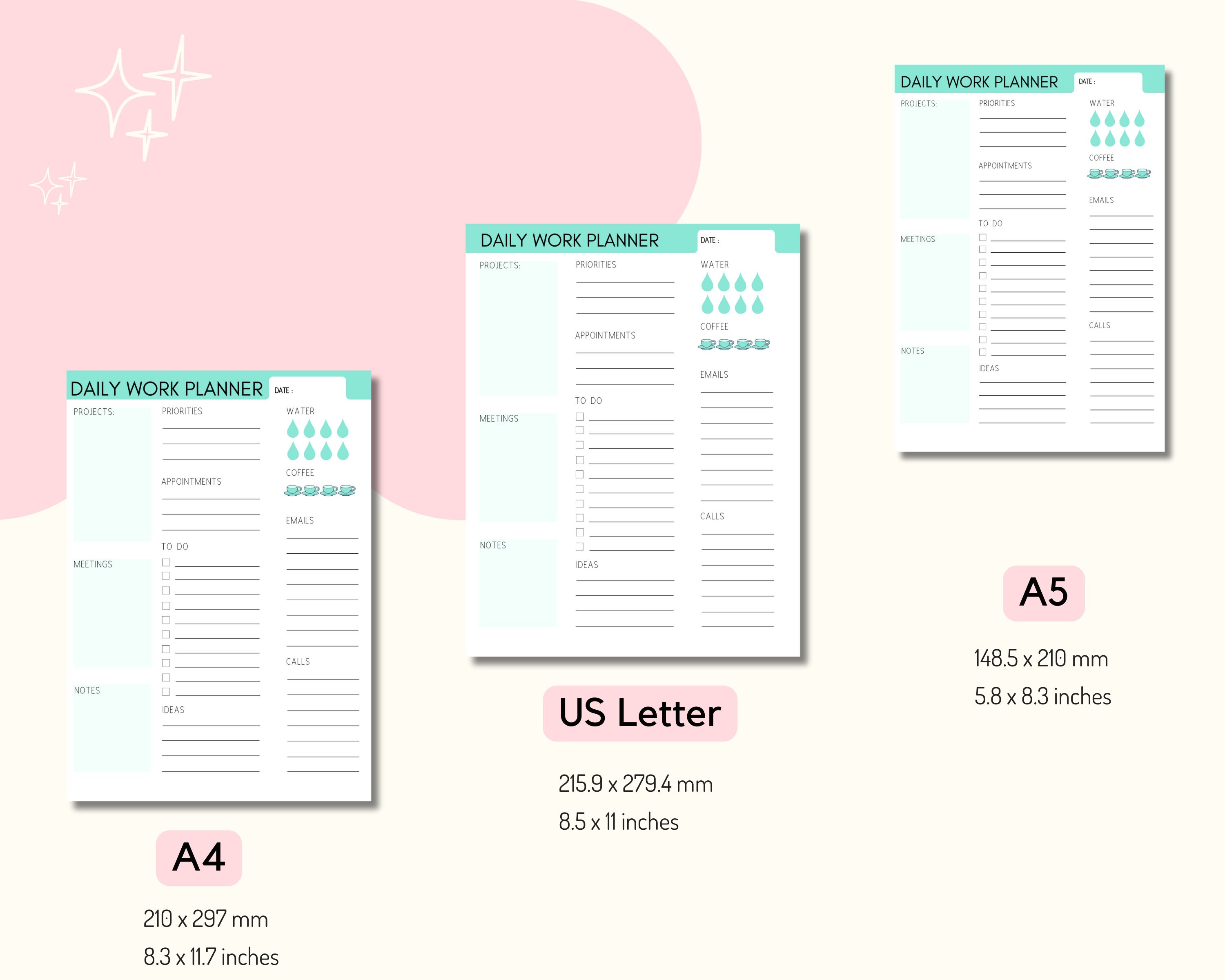 Daily Work Planner| Daily Agenda| Work Organizer| Job Planner ...