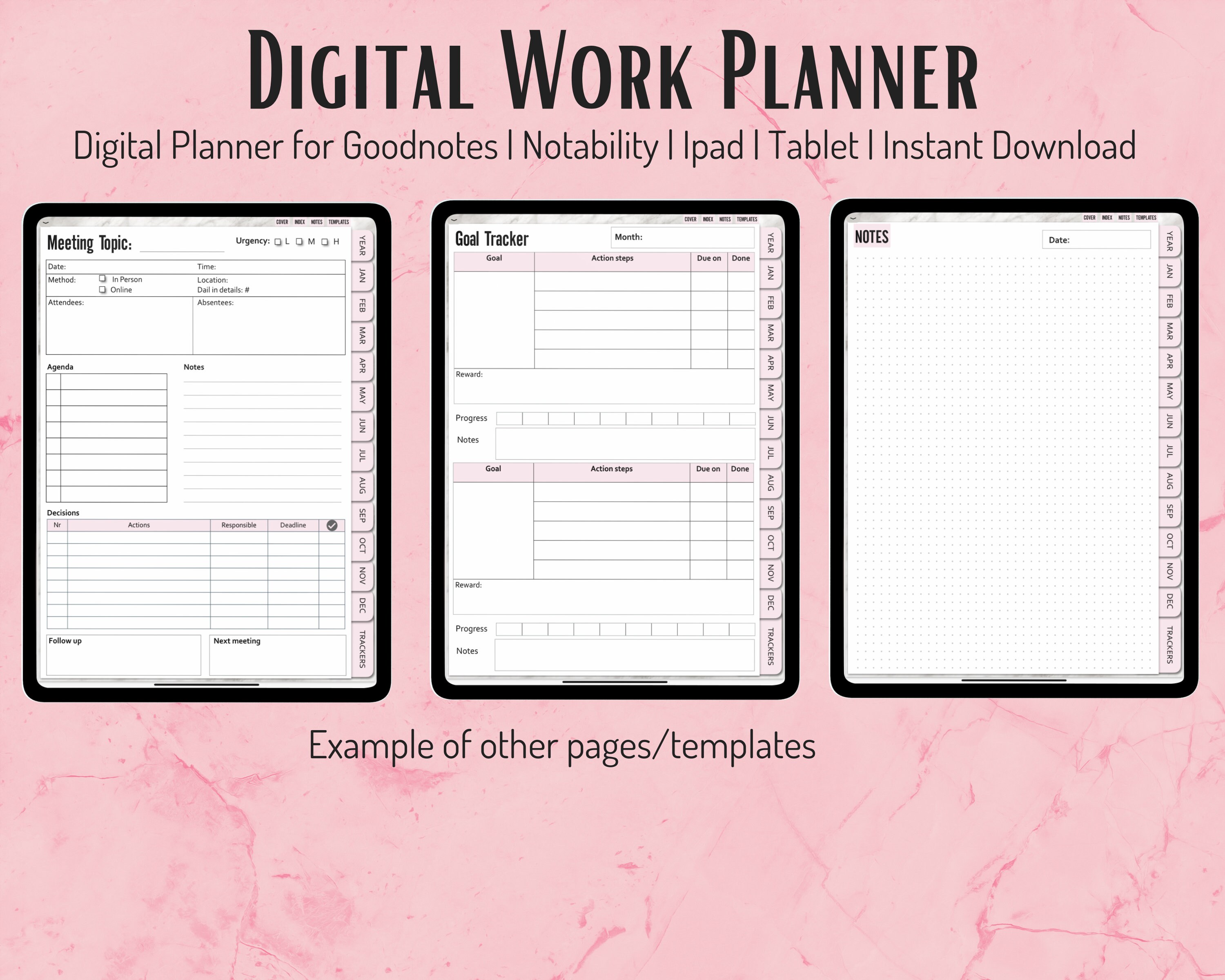 Digital Work Planner mon-fri for Ipad, Goodnotes, Notability Digital ...