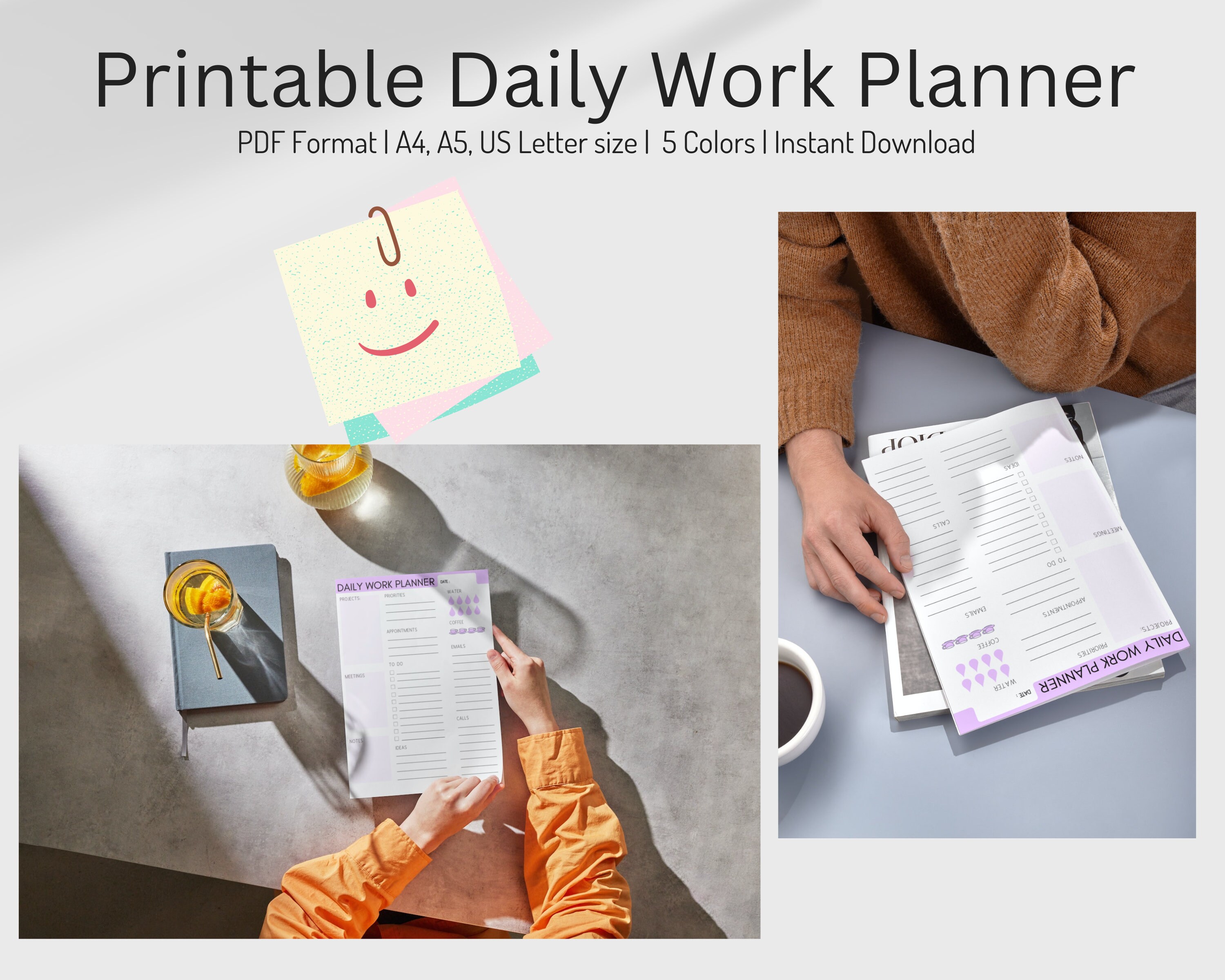 Daily Work Planner Daily Agenda Work Organizer Job Planner - Etsy