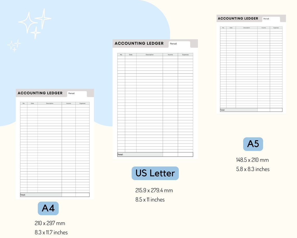 Printable Accounting Ledger Bookkeeping Journal for Small Businesses ...