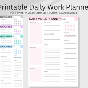 Daily Work Planner Daily Agenda Work Organizer Job Planner - Etsy