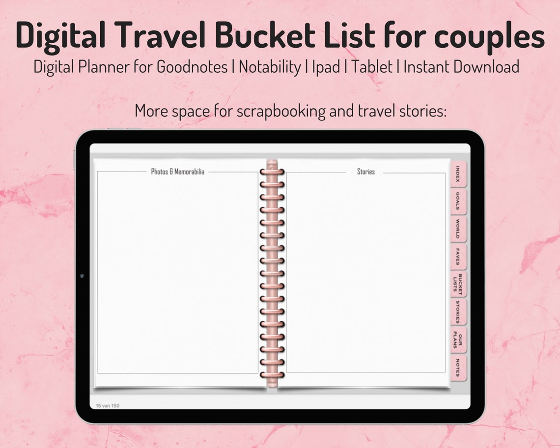 Digital Travel Bucket List for Couples Travel Journal and Scrapbook ...