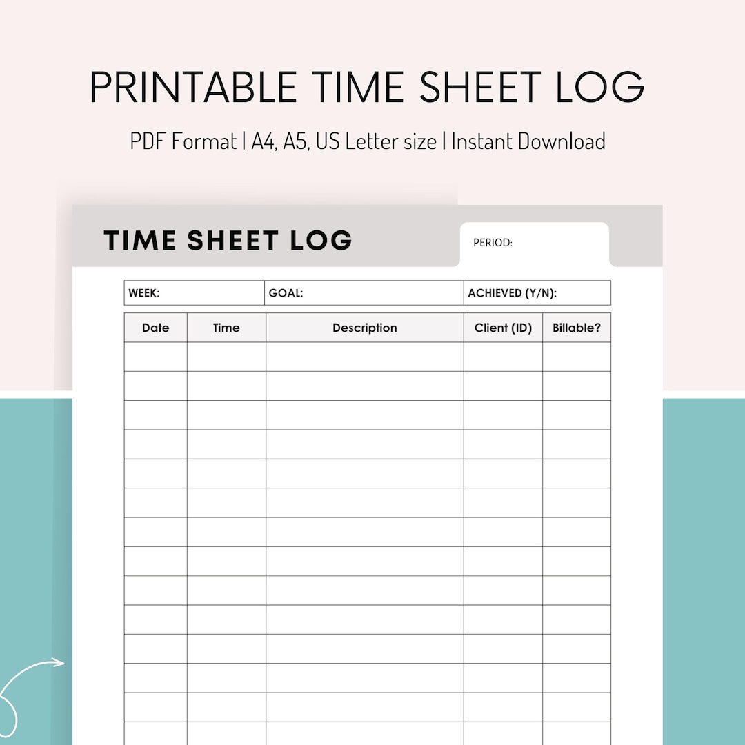 Time Sheet Log for Freelancers Printable Time Sheets for Independent ...