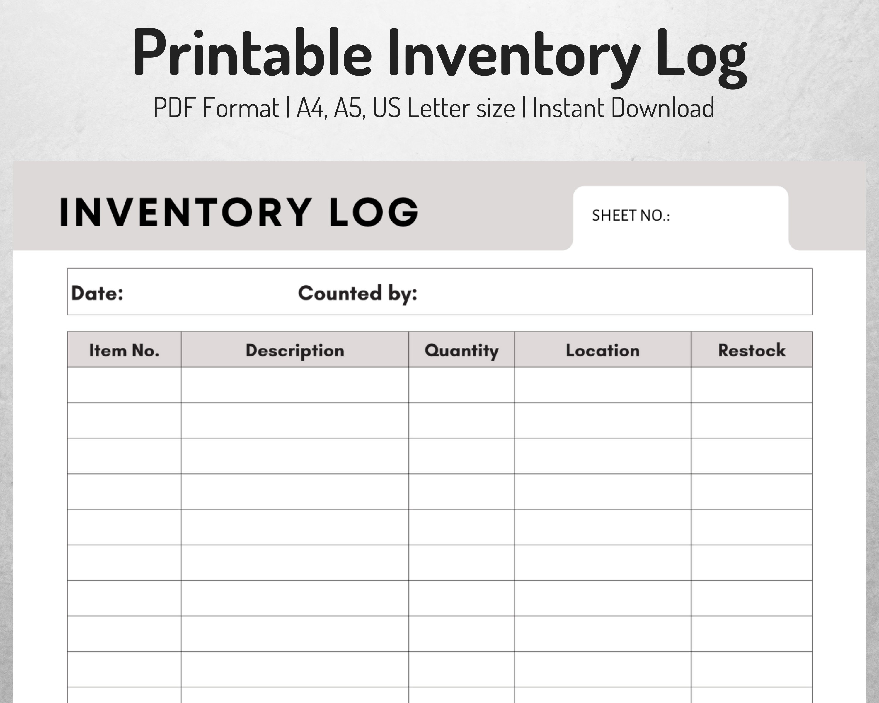 Inventory Log Inventory List Printable Business Planner - Etsy