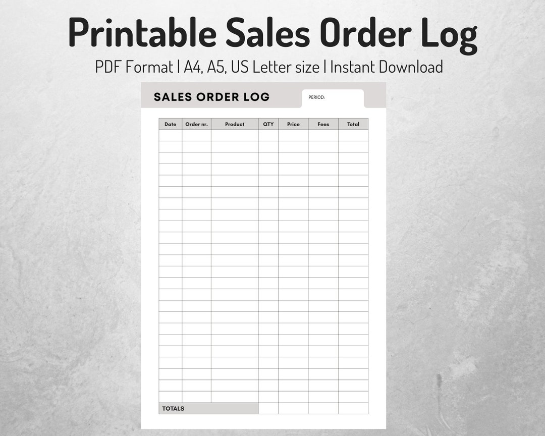 Sales Order Log Sales Tracker Order Tracker Printable - Etsy