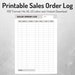 Sales Order Log Sales Tracker Order Tracker Printable - Etsy