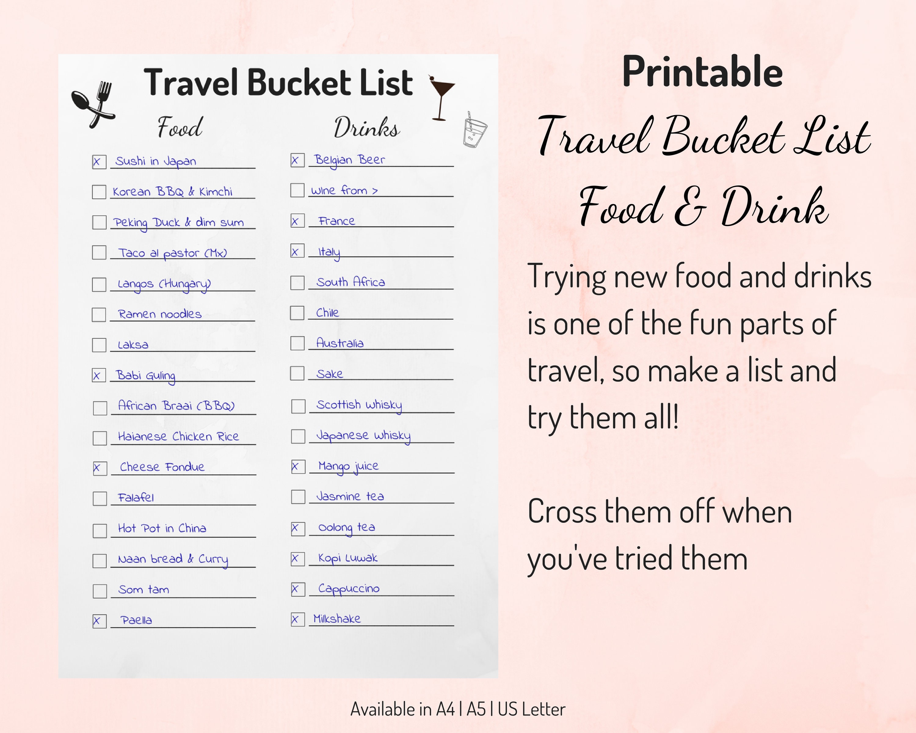 Travel Bucket Lists | Printable Travel Planners | Travel Journal ...