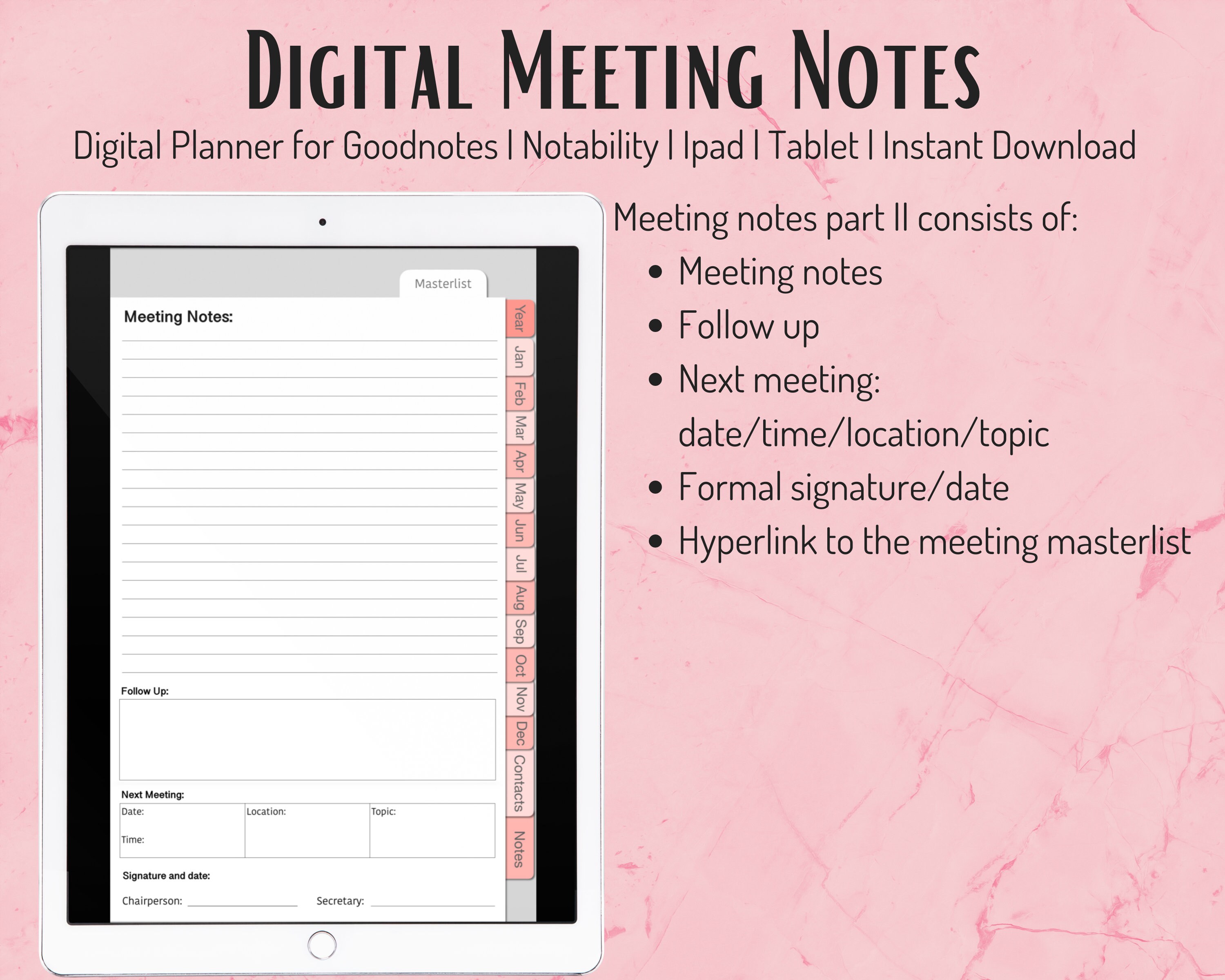 Notes de réunion numériques Planificateur de réunion simple - Etsy Canada