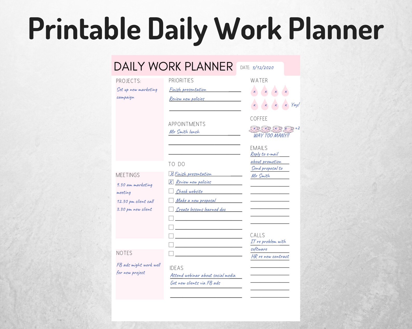 Daily and Weeky Work Planner Bundle Daily Planner Work Organizer ...