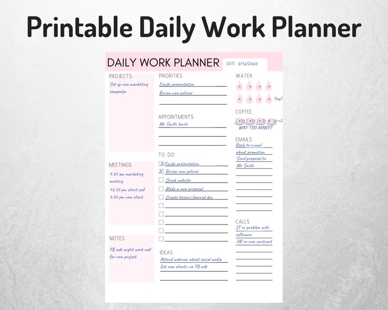 Daily and Weeky Work Planner Bundle Daily Planner Work Organizer ...