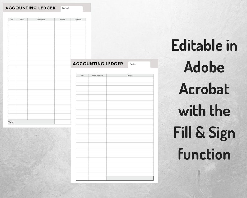 Printable Accounting Ledger Bookkeeping Journal for Small Businesses ...