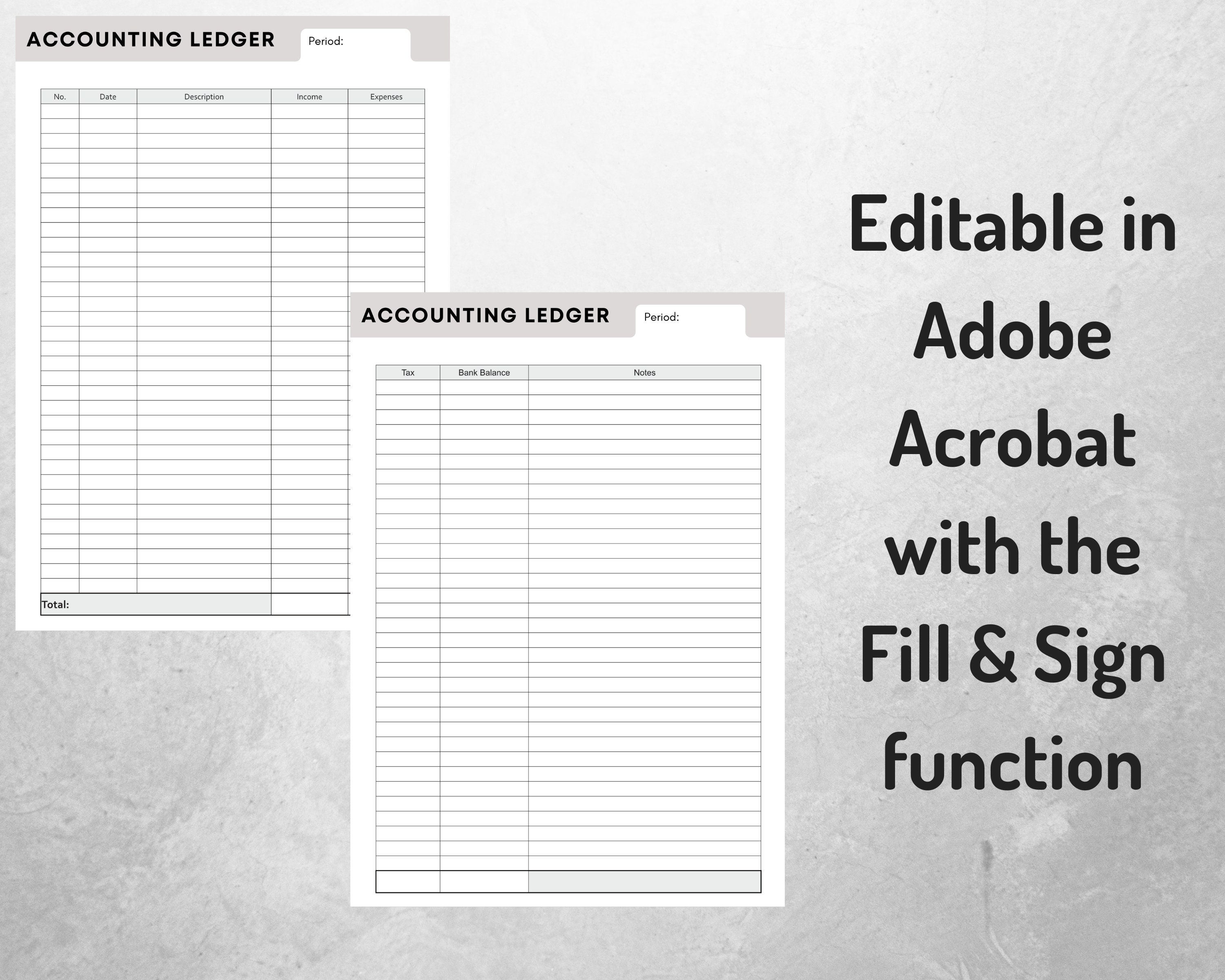 Printable Accounting Ledger Bookkeeping Journal For Small Businesses