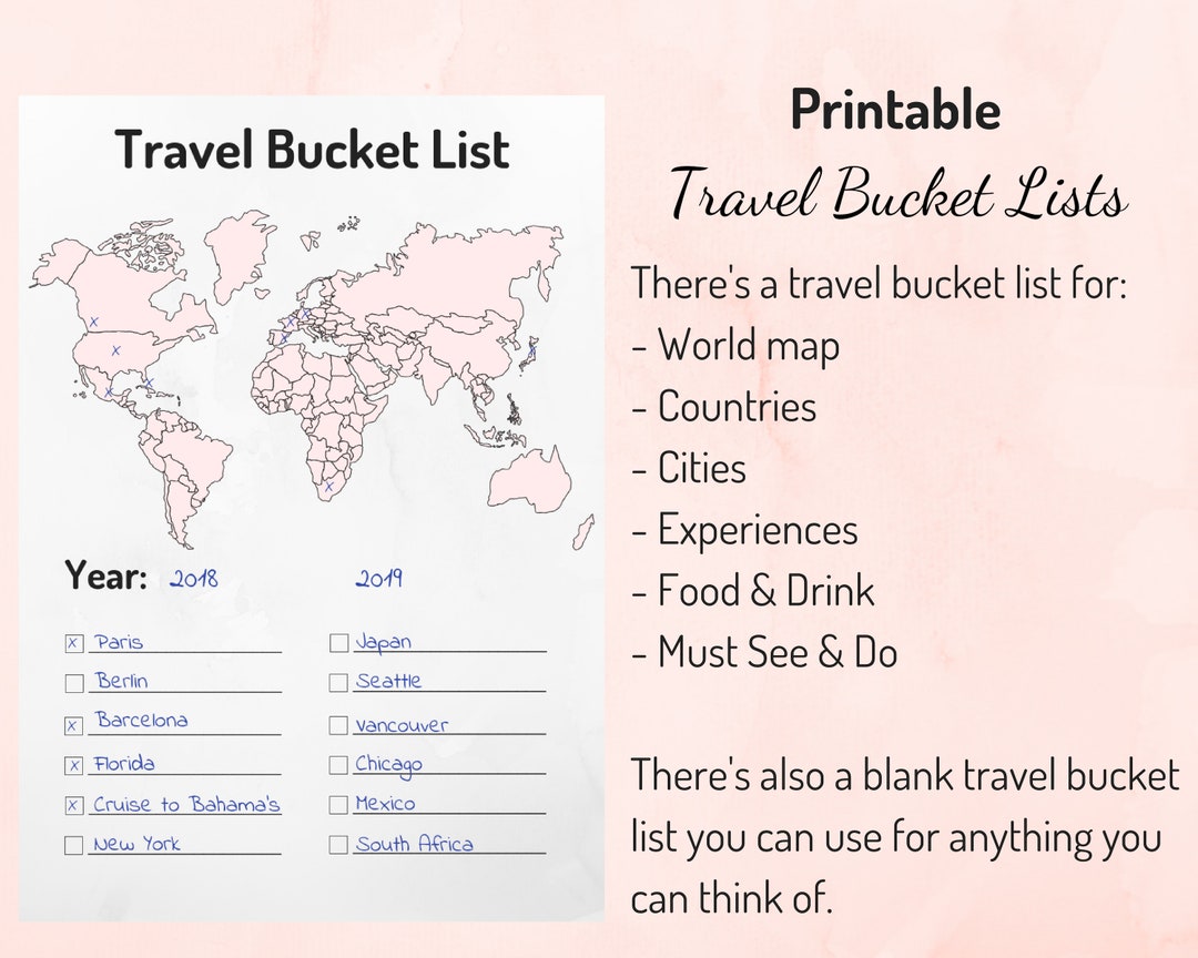 Travel Bucket Lists | Printable Travel Planners | Travel Journal ...