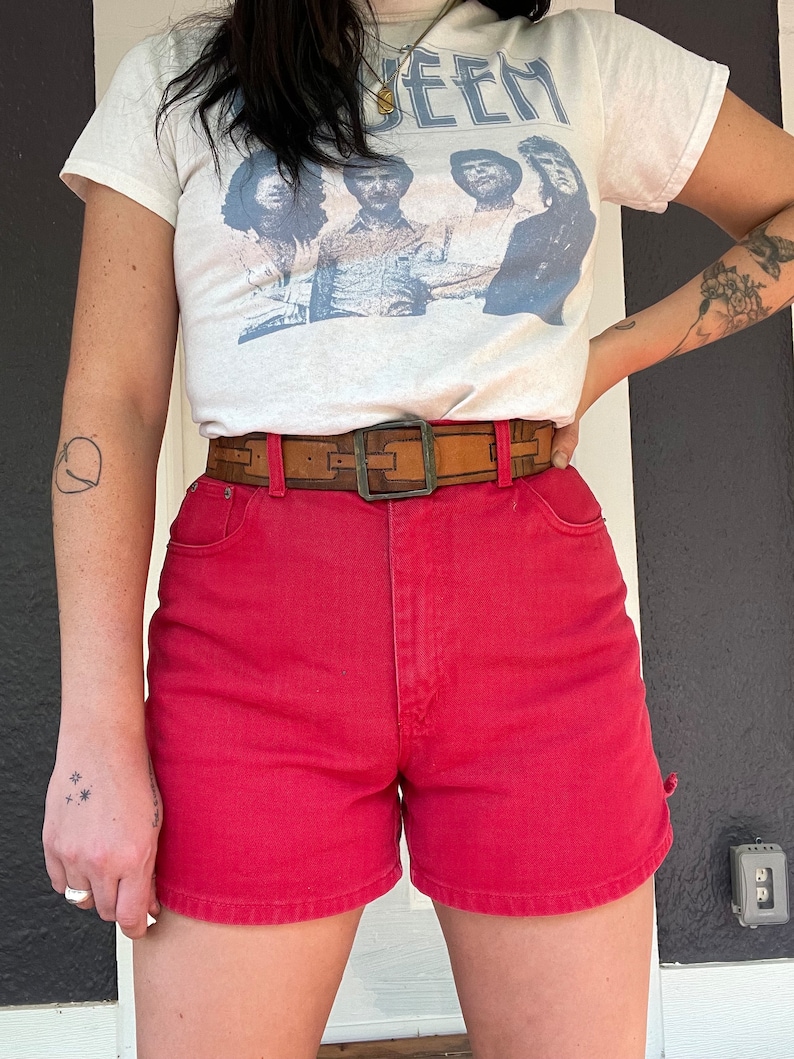 90s Generra Red Denim Shorts - Etsy