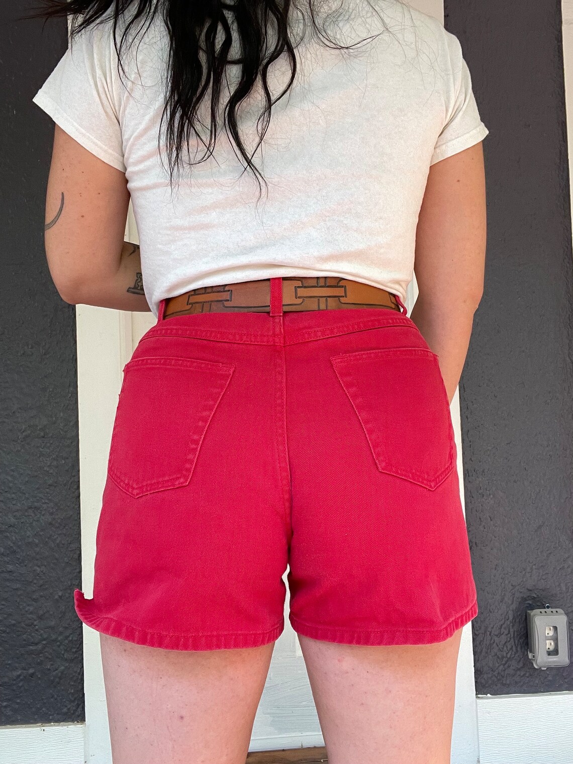90s Generra Red Denim Shorts - Etsy