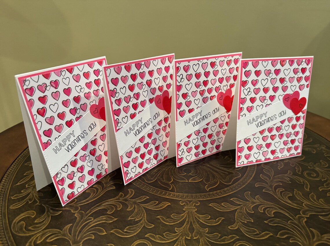 Handmade Valentine's Day Cards. Set of 4 Cards. Beautiful Variety of ...