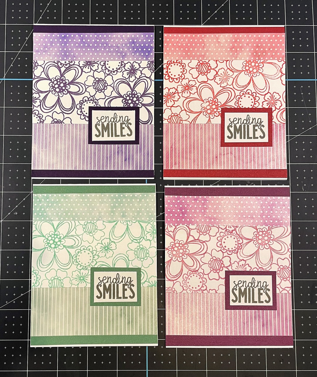 Handmade Note Cards. Set of 4 Cards. Colorful Cards. Beautiful Variety ...