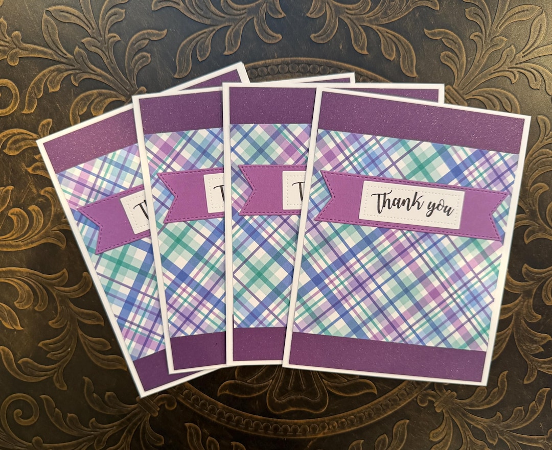 Handmade Thank You Cards. Set of 4 Blank Cards. Colorful Set of ...