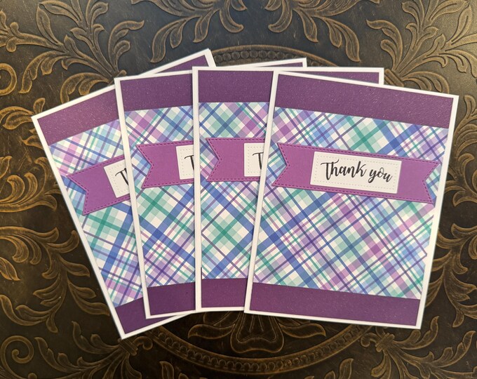 Handmade Thank You Cards. Set of 4 Blank Cards. Colorful Set of ...