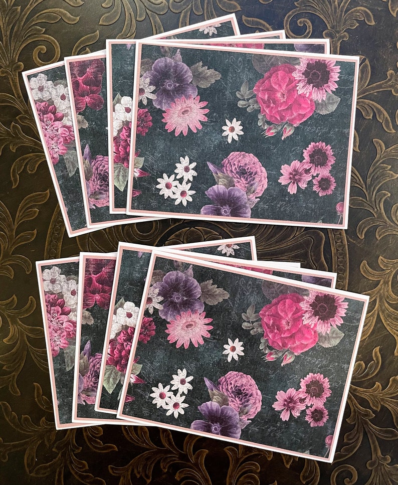 Beautiful Set of Handmade Floral Note Cards. Set of 8 Colorful - Etsy