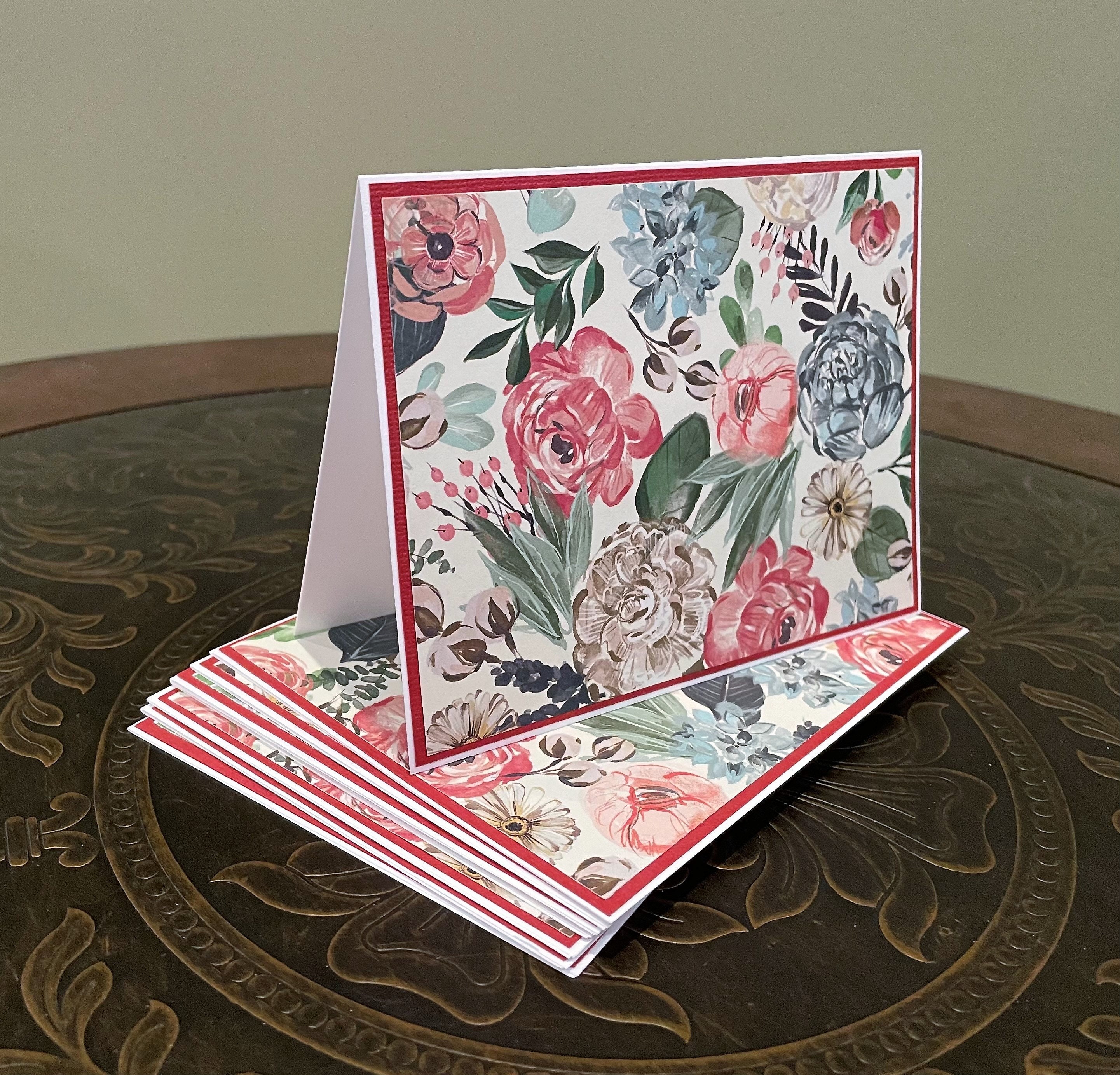 Beautiful Set of Handmade Floral Note Cards. Set of 8 Colorful - Etsy