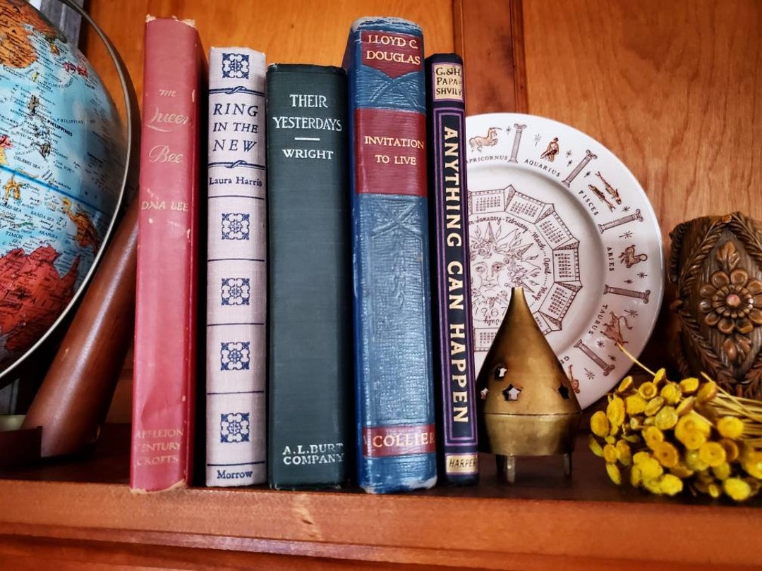 Free Shipping Vintage Book Stack Bundle Decor New Year Motivational ...