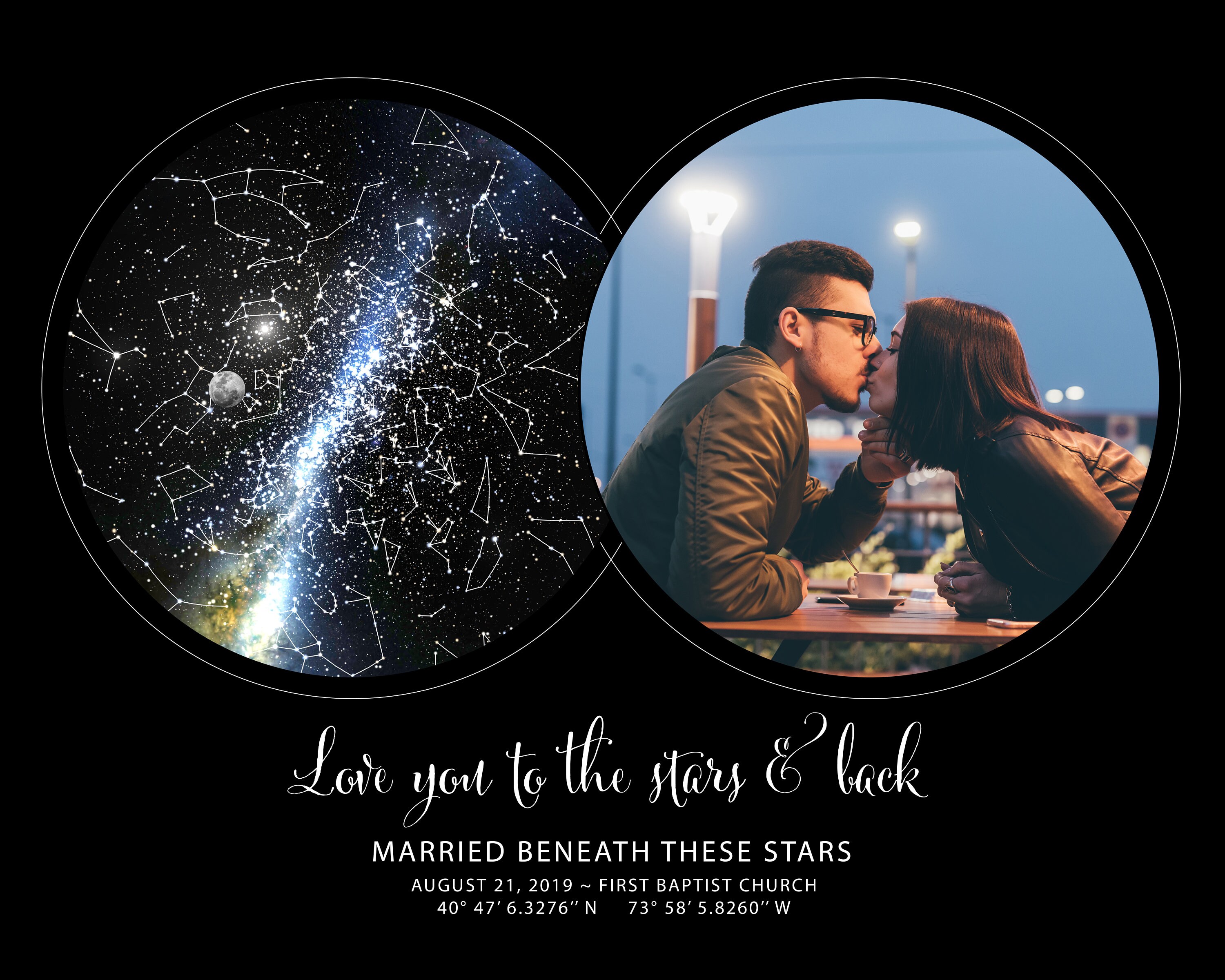 Realistic CUSTOM STAR MAP With Photo Night Sky Map | Etsy