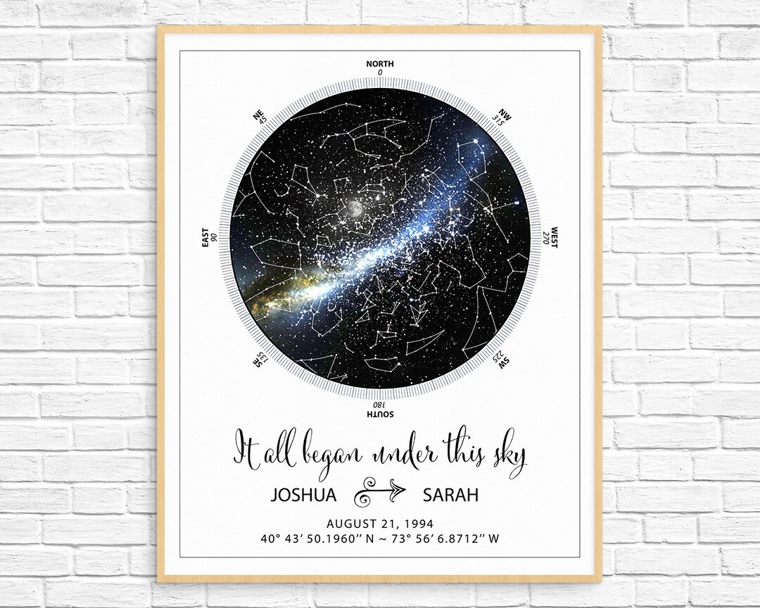 CUSTOM STAR MAP, Digital Star Chart, Anniversary Gift, Engagement Gift ...